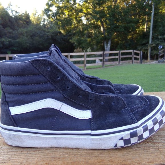 Vans | Shoes | Rare Vans Sk8 Hi Black White High Top Skate Shoes Mens ...
